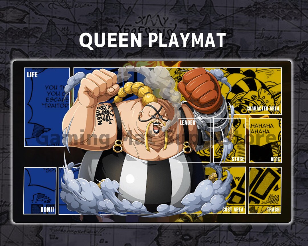 OP Playmat Queen Blue/yellow Mat Zones Stitched Edges Anime Design - Etsy