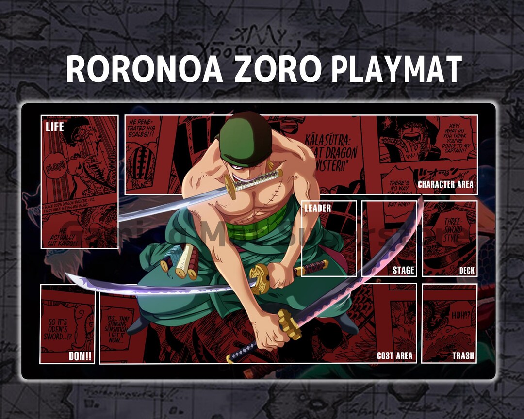 OP Playmat Roronoa Zoro Red Mat Zones Stitched Edges Anime Design - Etsy