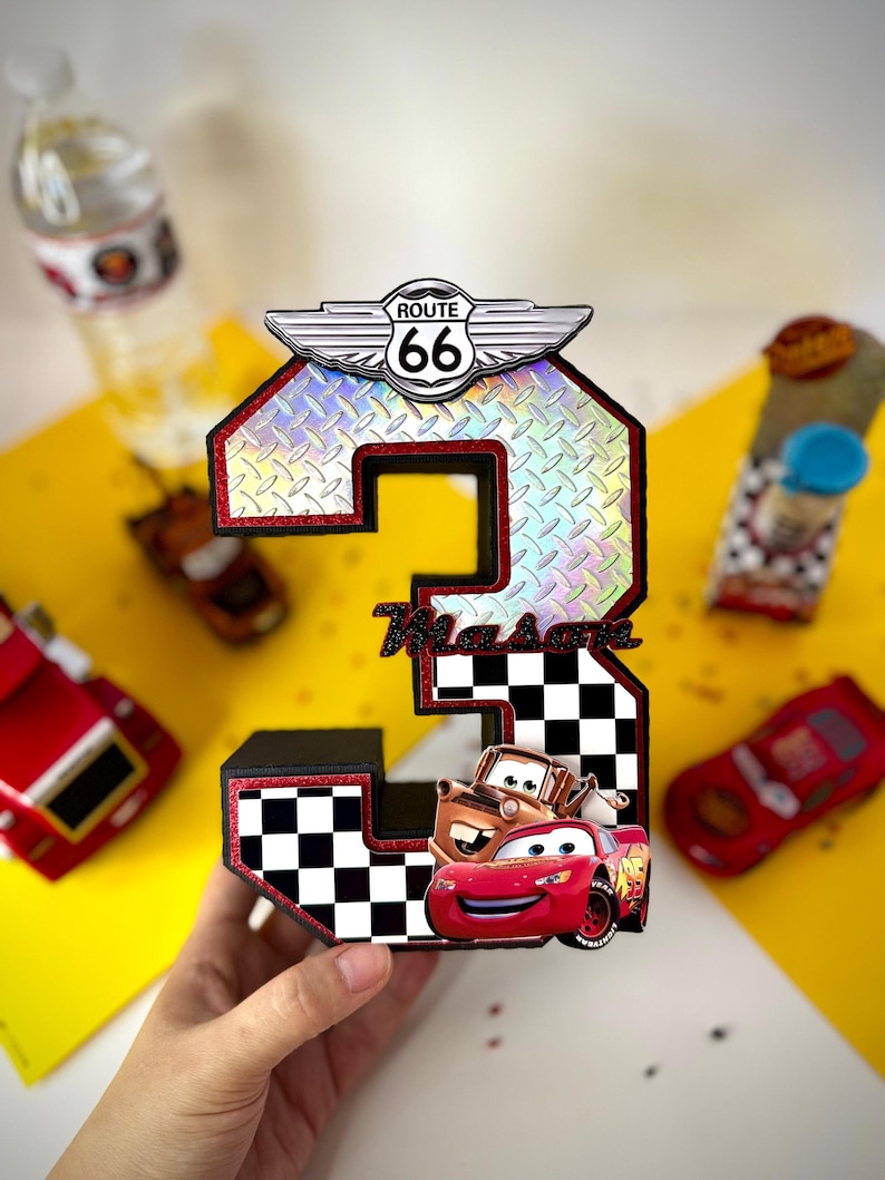 3D Number or Letter Cars | Lighting Mcqueen Party Decoration ...