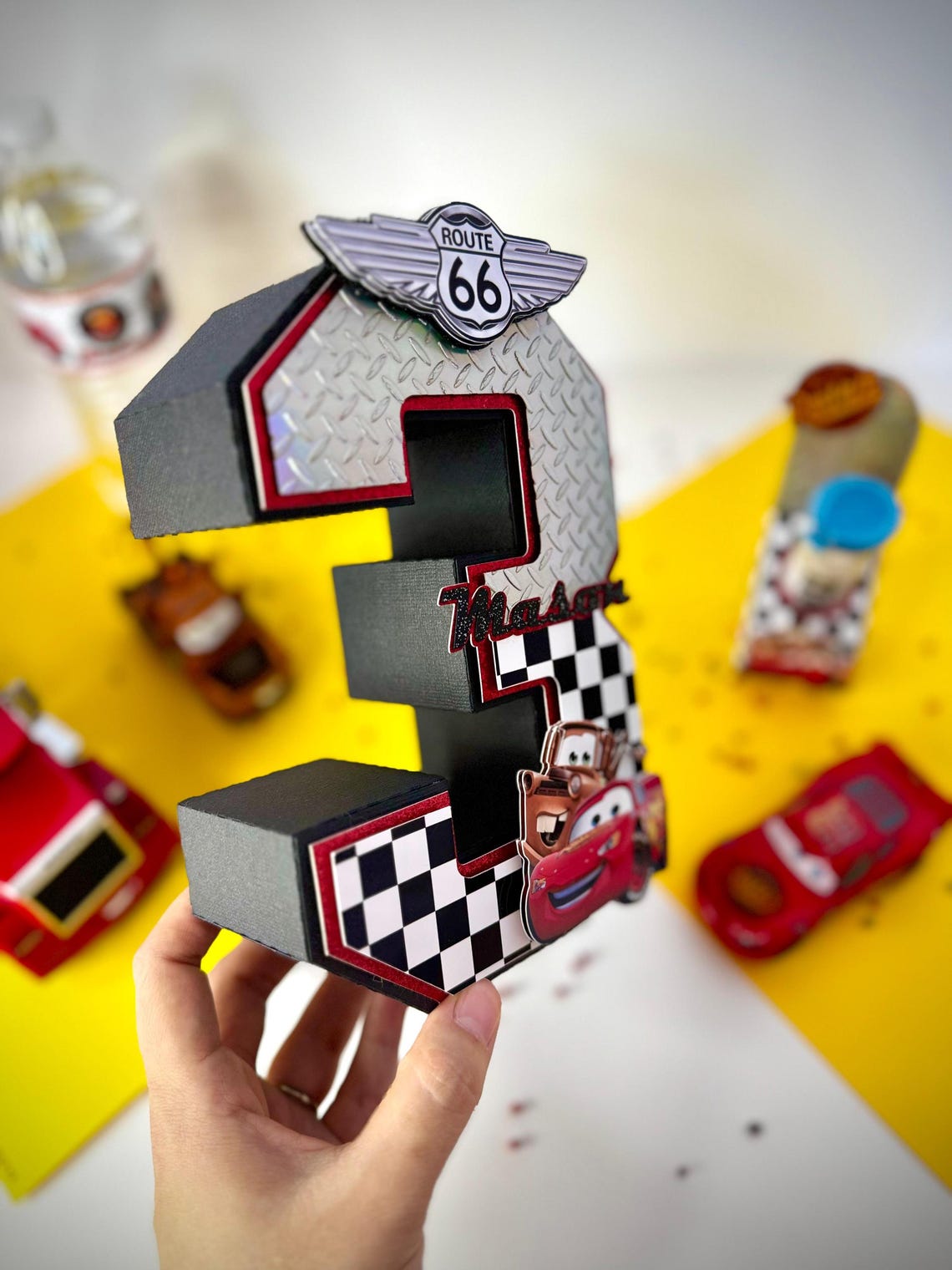 3D Number or Letter Cars | Lighting Mcqueen Party Decoration ...