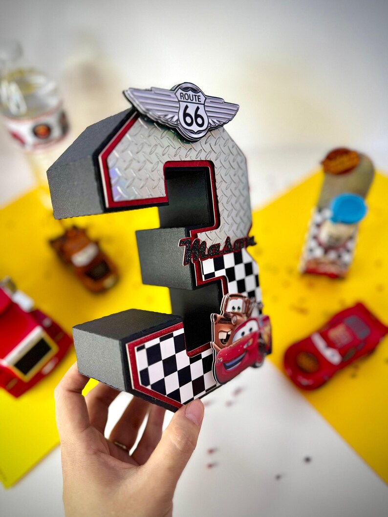 3D Number or Letter Cars | Lighting Mcqueen Party Decoration ...