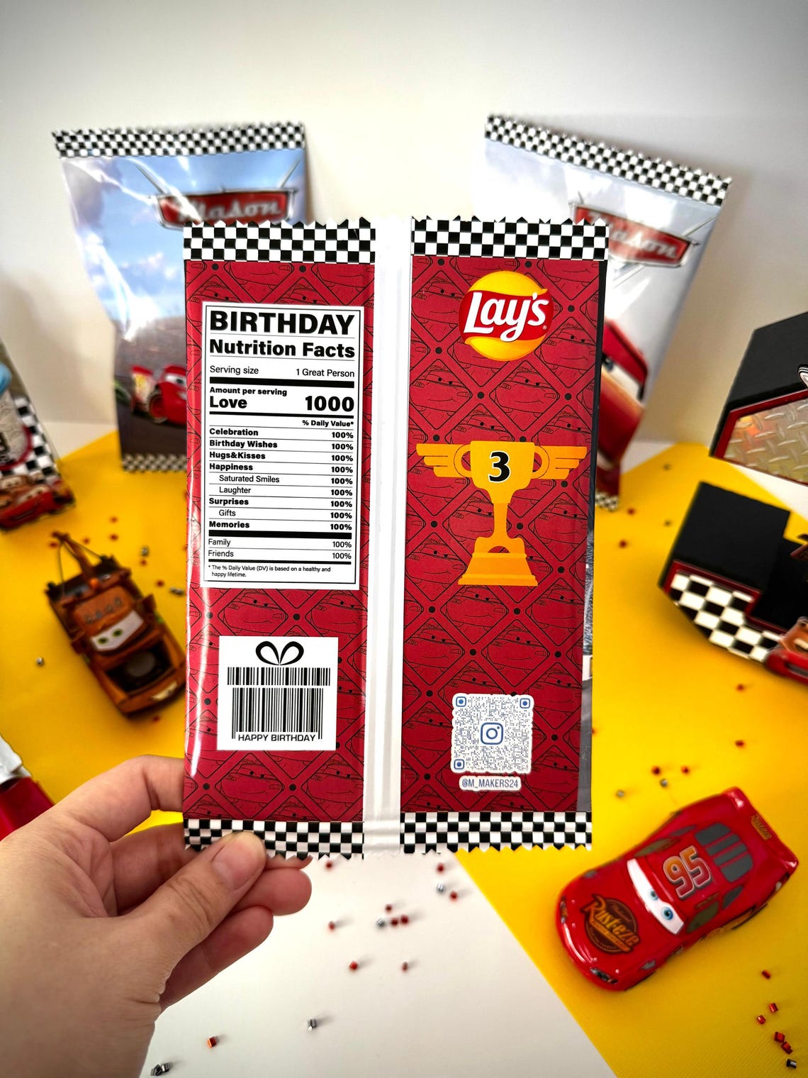 Lightning Mcqueen Chip Bags | Cars Birthday Party Favor | Assembled ...