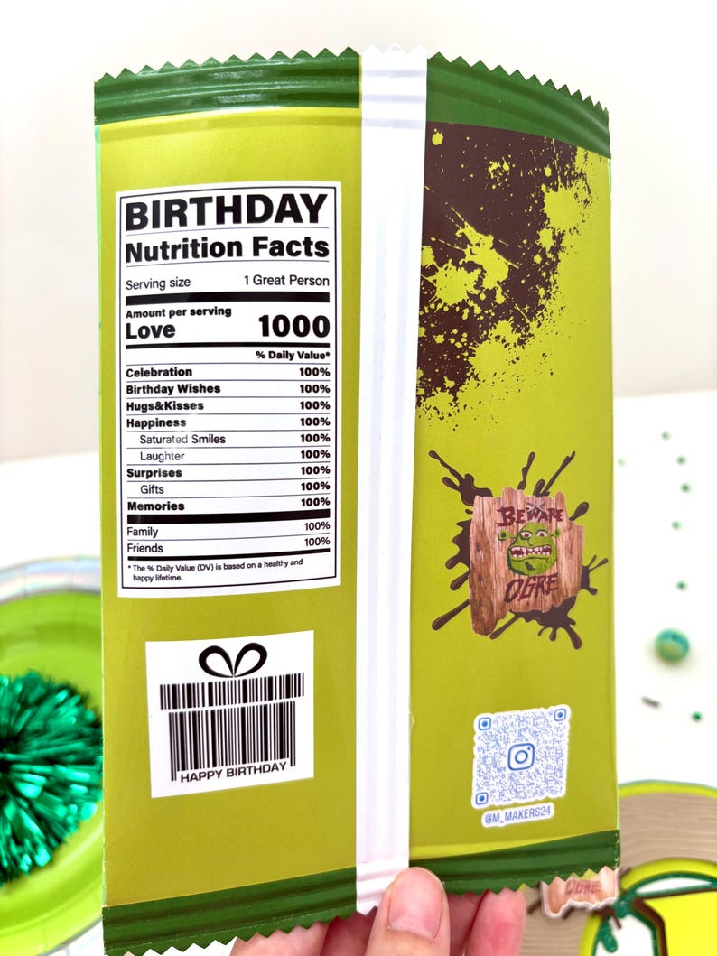 Shrek Chip Bags – Custom Party Favors for Kids Birthday - Shrek Snack ...