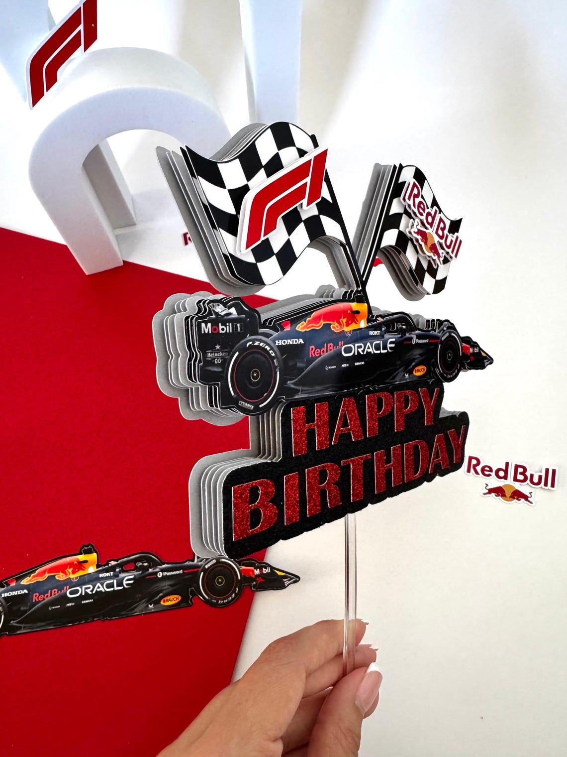 3D Red Bull Cake Topper | Personalized Formula 1 Birthday Cake Decor ...