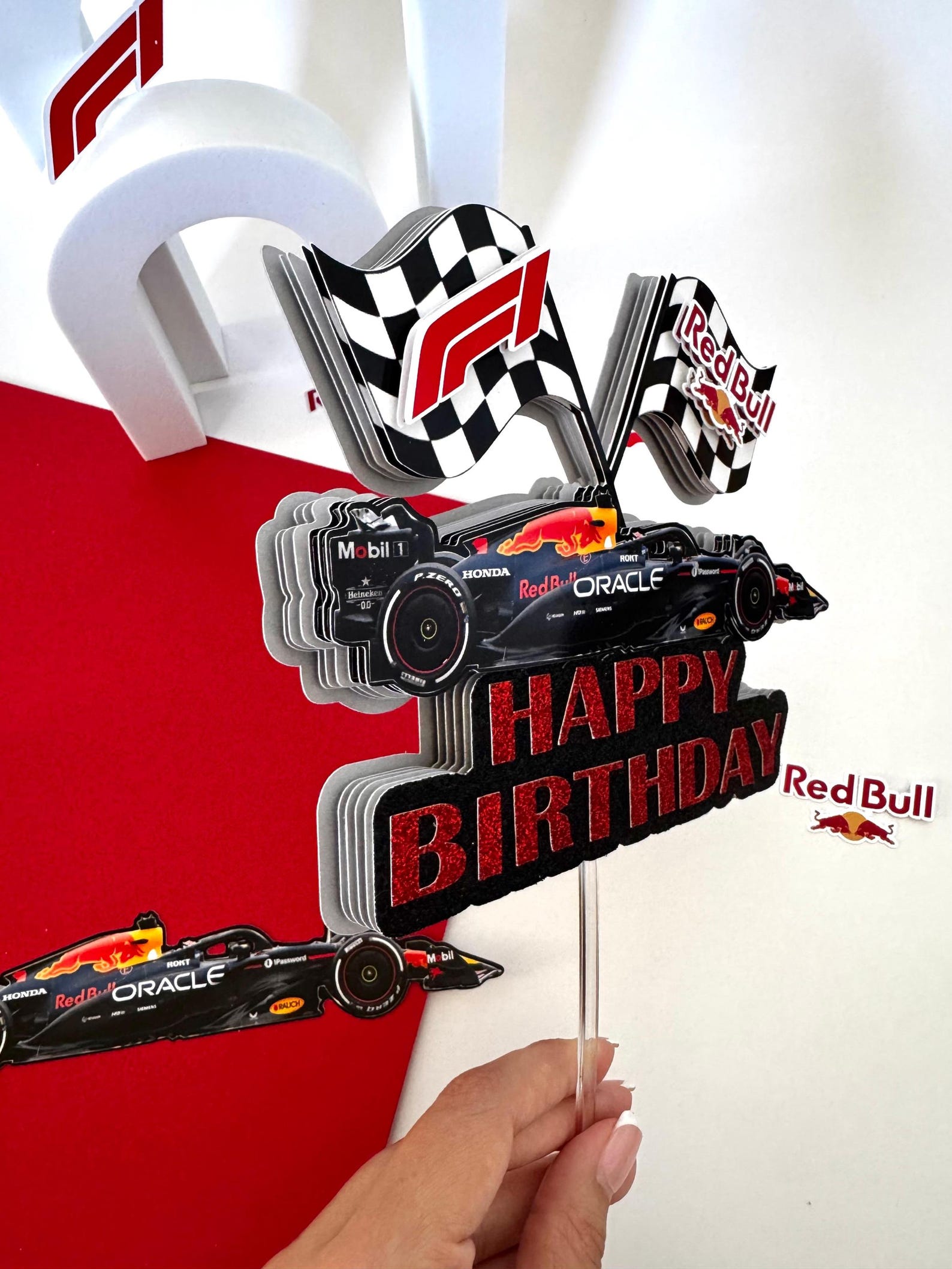 3D Red Bull Cake Topper | Personalized Formula 1 Birthday Cake Decor ...