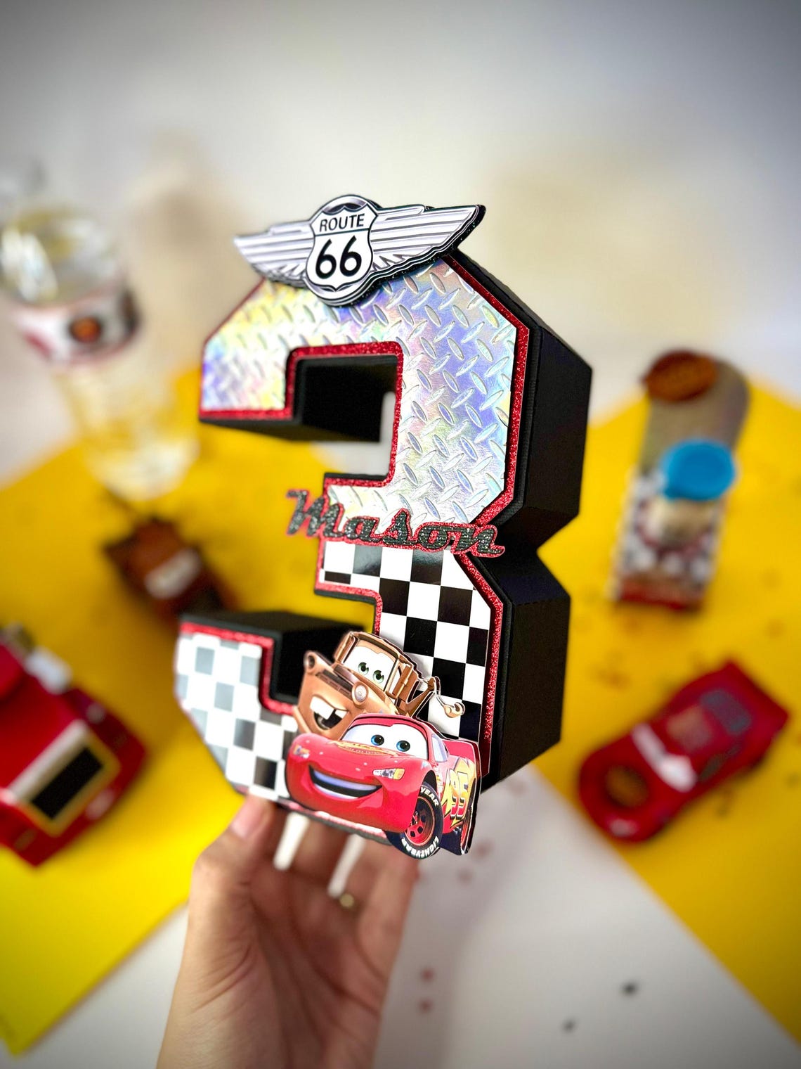 3D Number or Letter Cars | Lighting Mcqueen Party Decoration ...