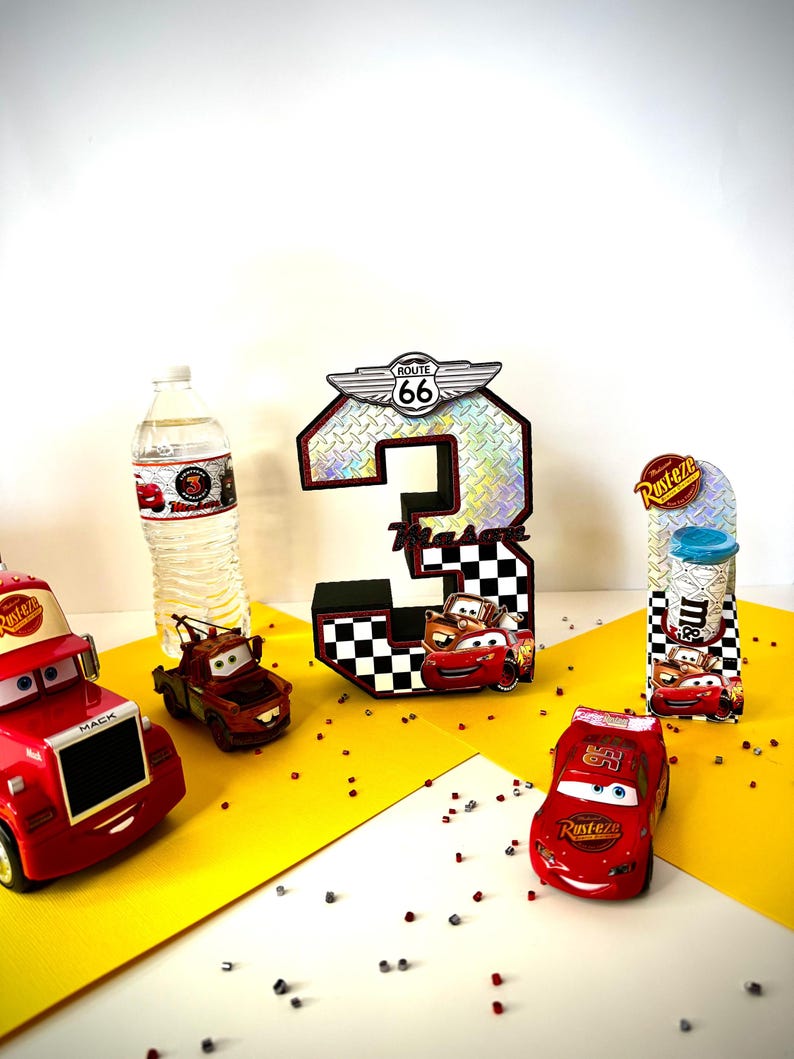 3D Number or Letter Cars | Lighting Mcqueen Party Decoration ...