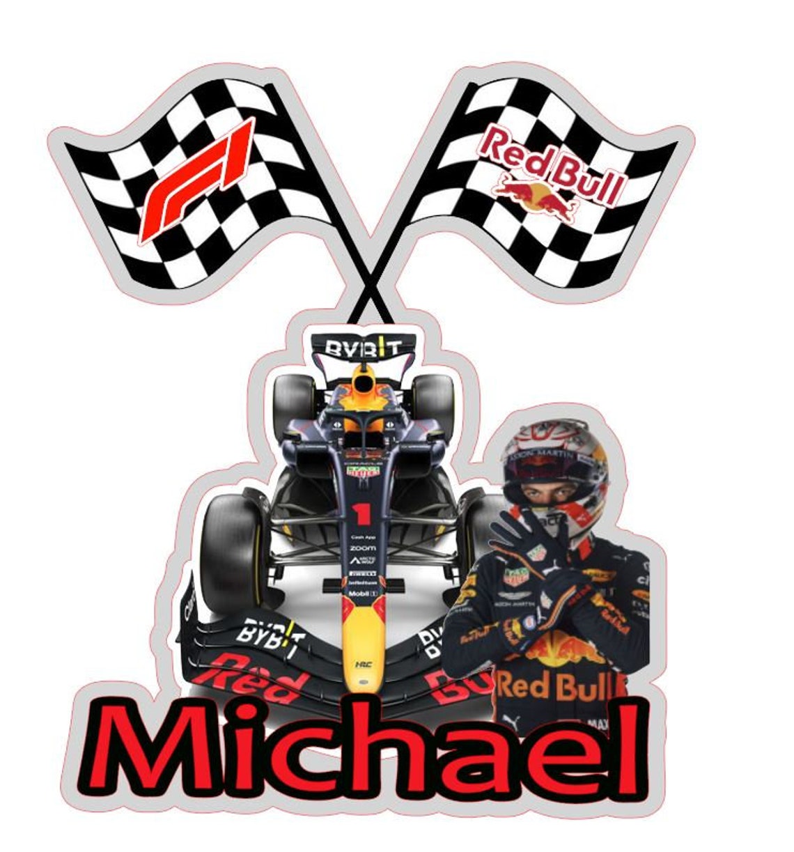 3D Max Verstappen Cake Topper | Personalized Formula 1 Birthday Cake ...