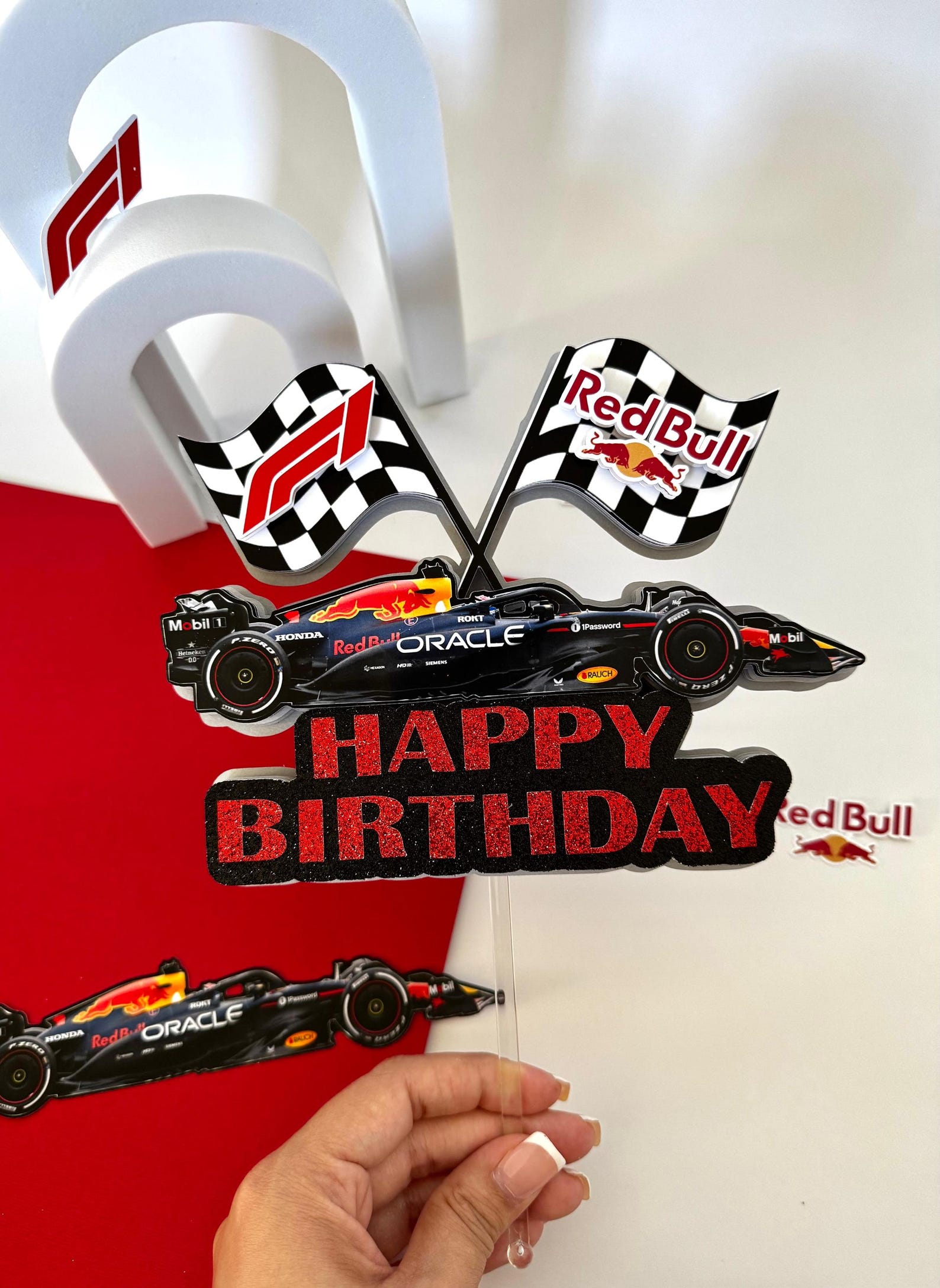 3D Red Bull Cake Topper | Personalized Formula 1 Birthday Cake Decor ...