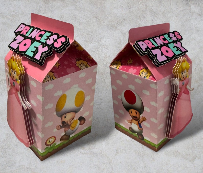 Princess Peach Candy Box Favor Boxes Mario Birthday Party With Your Own ...