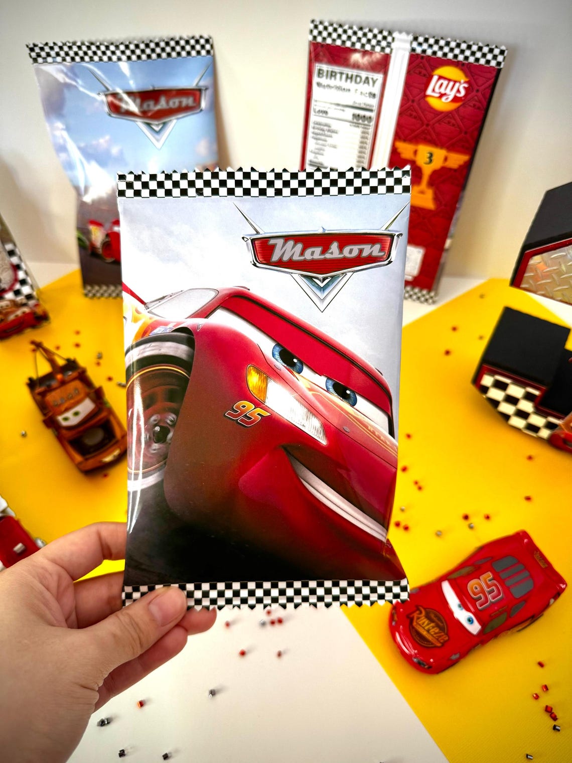 Lightning Mcqueen Chip Bags | Cars Birthday Party Favor | Assembled ...