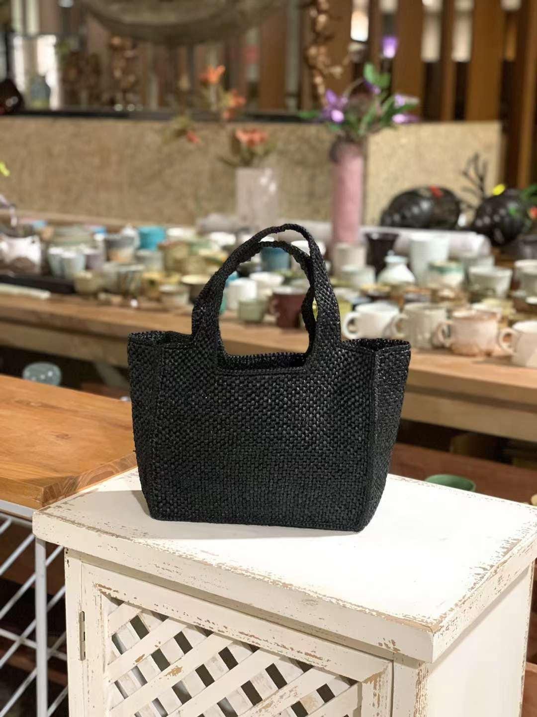 Mini Black Raffia Bag Madagascar - Chic Top Handle Bag for Women, Gift ...