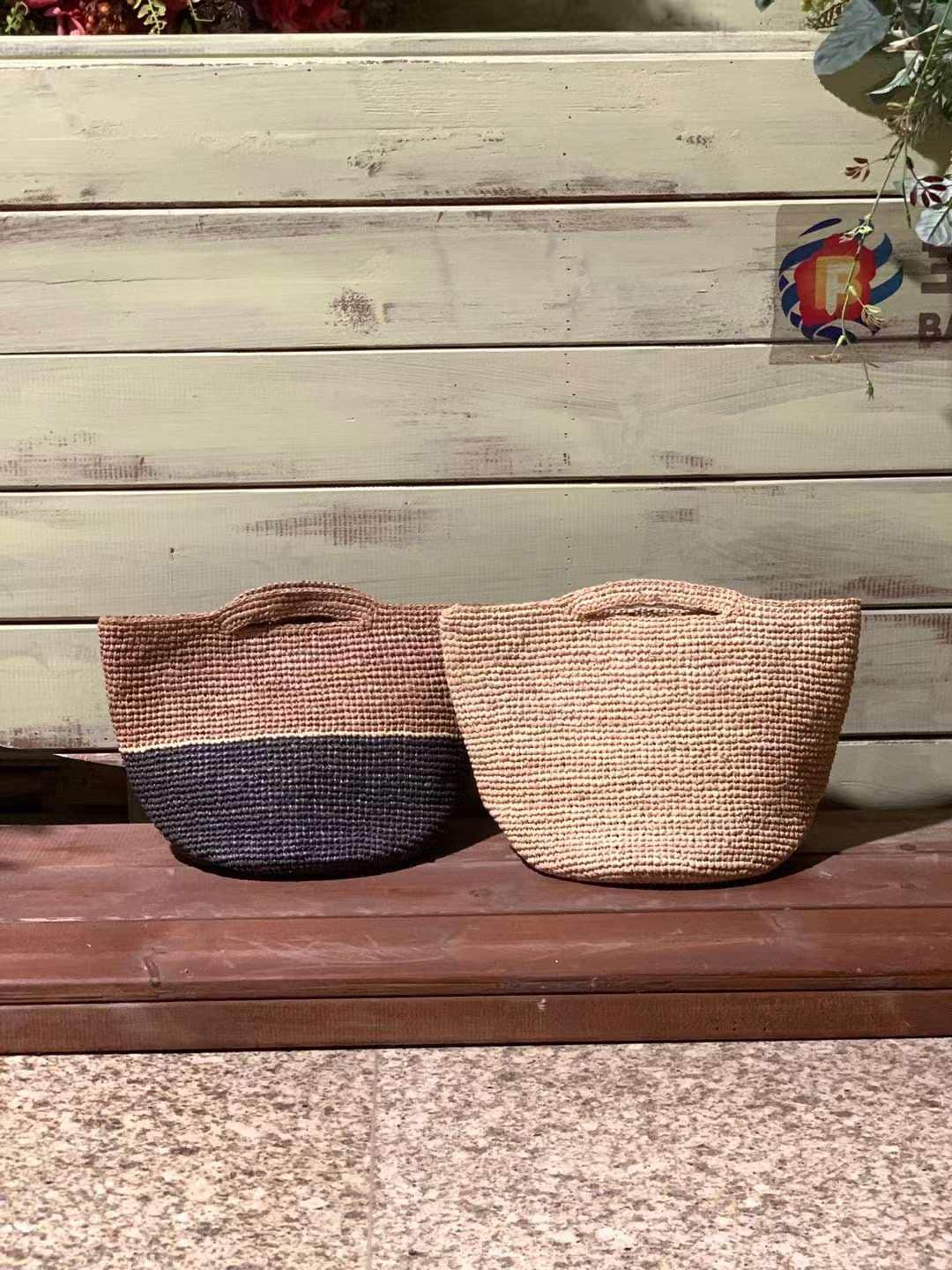 Rony Raffia Small Tote Bag in 2 Tone, Crochet Nature Straw Bag for ...