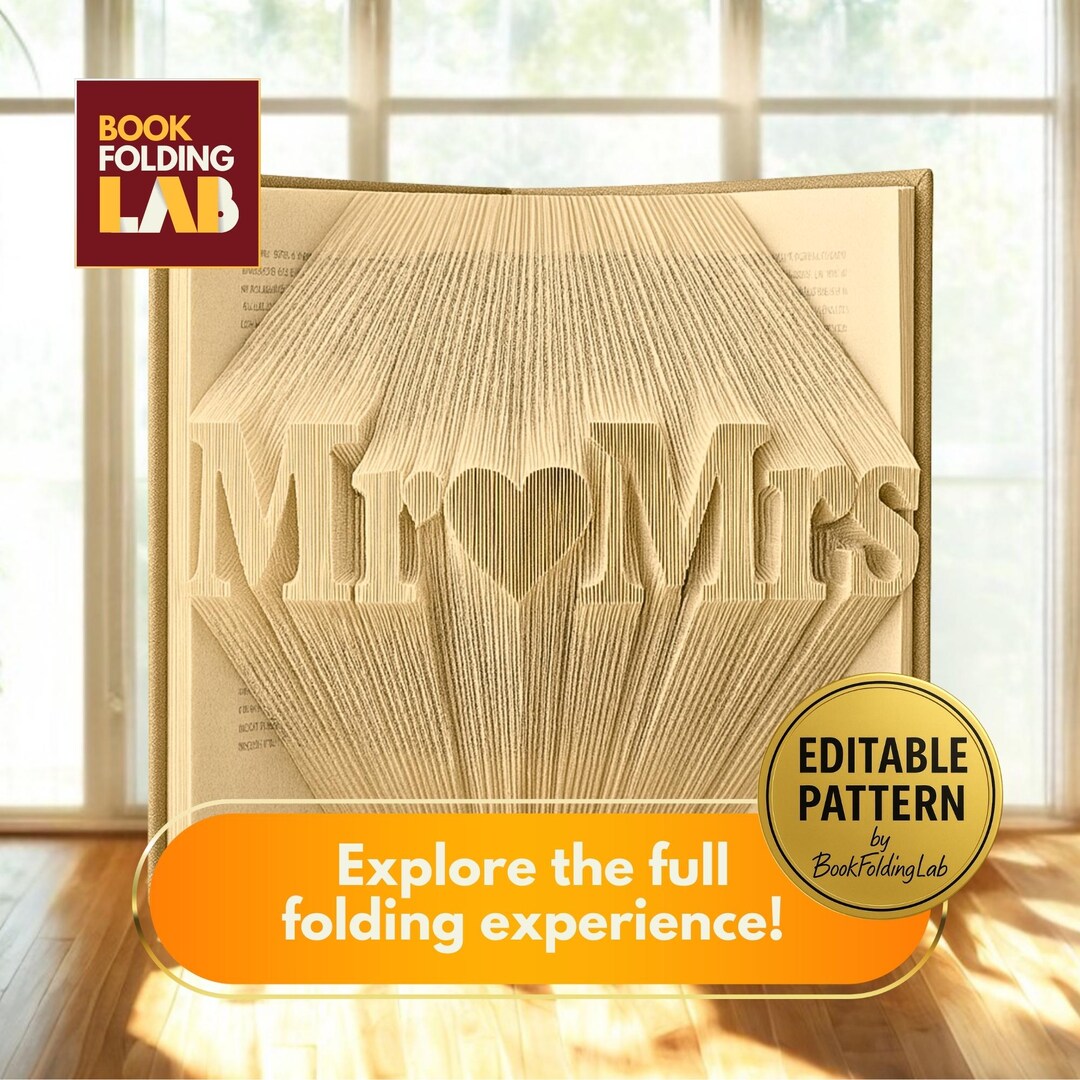 Mr & Mrs Book Folding Pattern – Couple Gift, Anniversary Decor, Family ...
