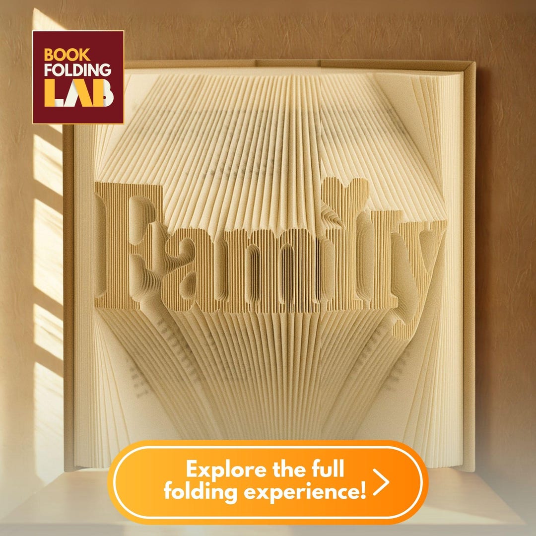 FAMILY Book Folding Pattern – Folded Book Art Template – Word Pattern ...
