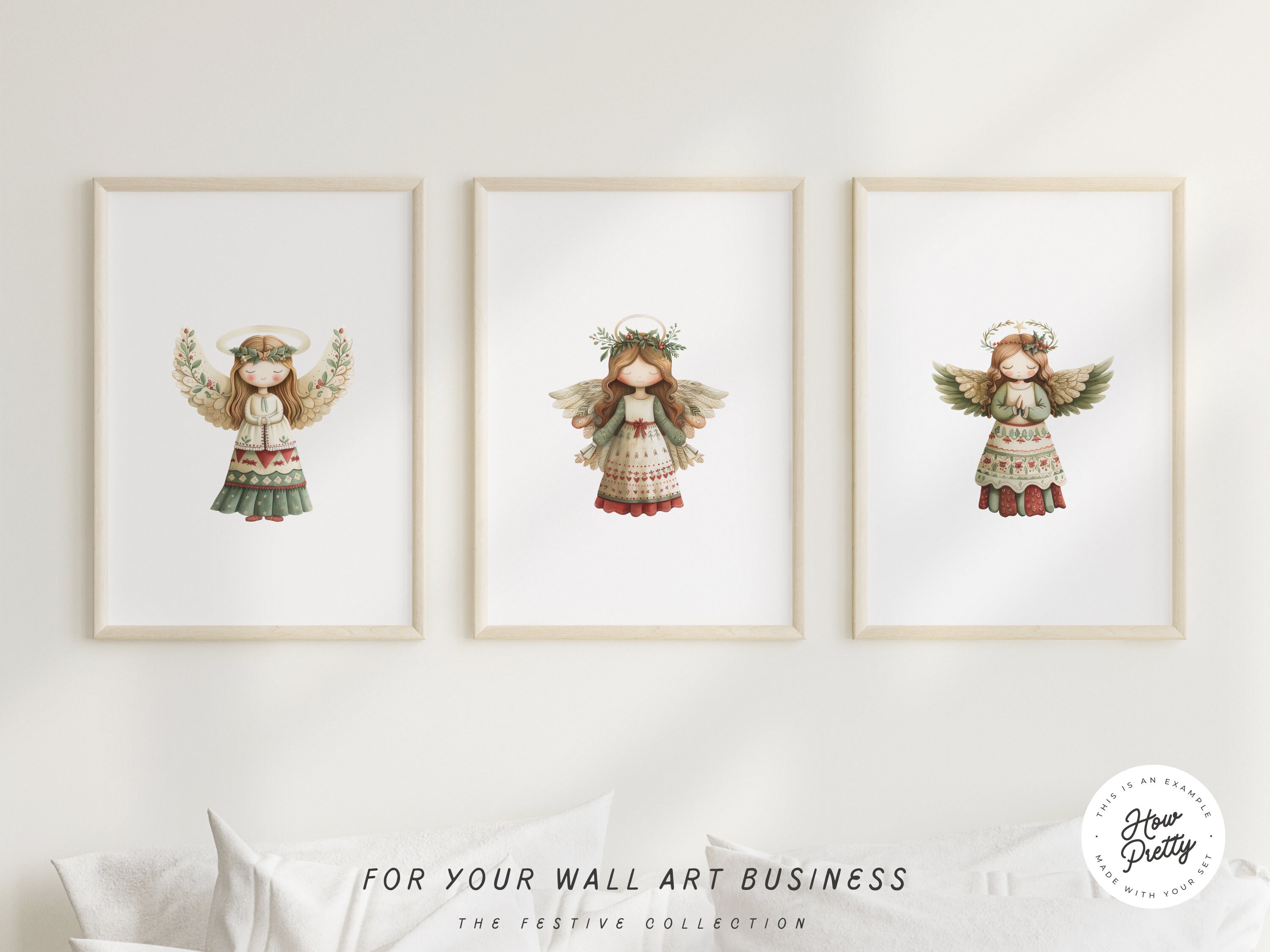 Folk Christmas Angel Clipart, Holiday Season Clip Art, Winter Whimsical ...