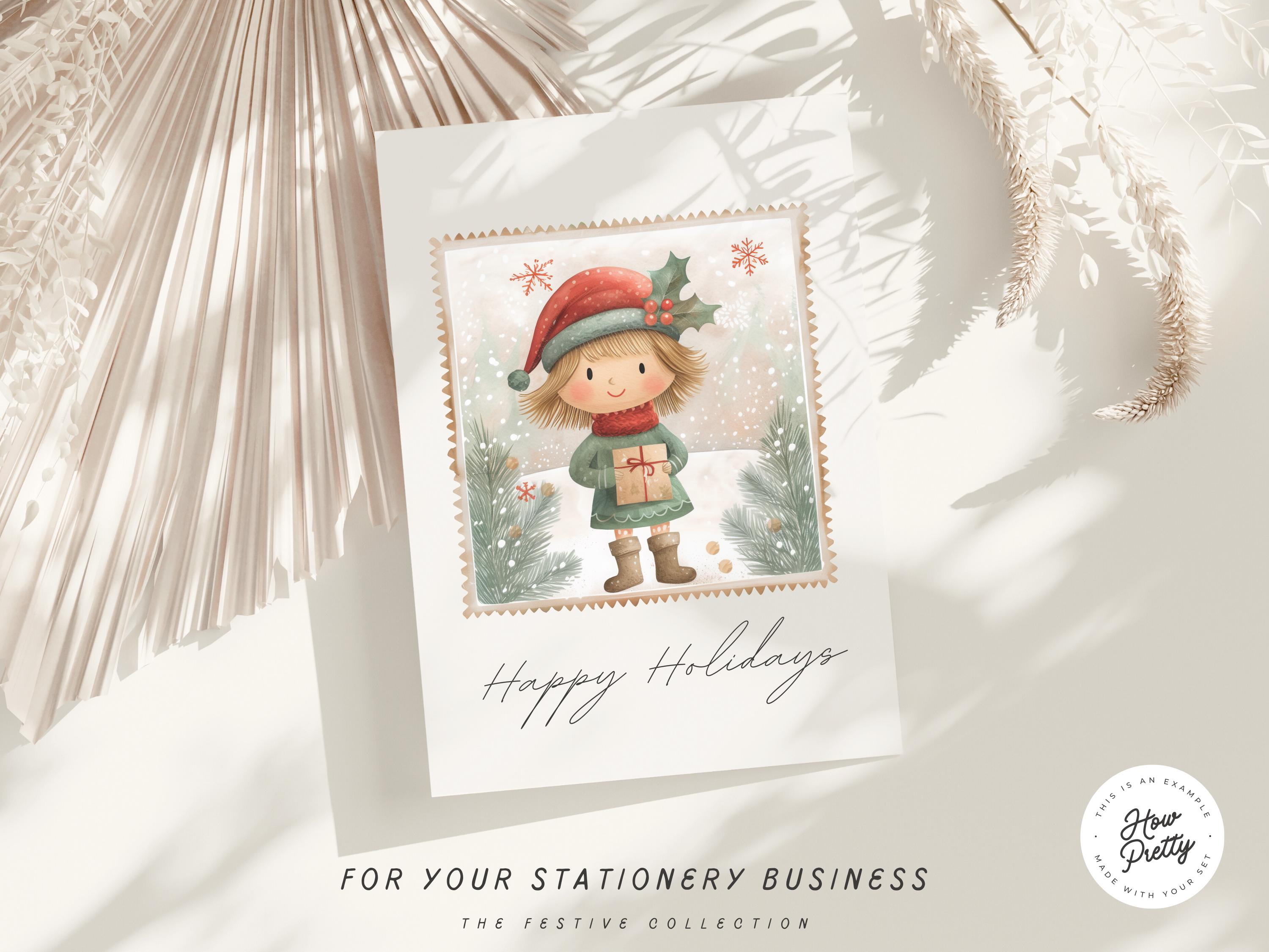 Christmas Stamps Clipart, Folk Clip Art, DIY Printable Stamps Holiday ...