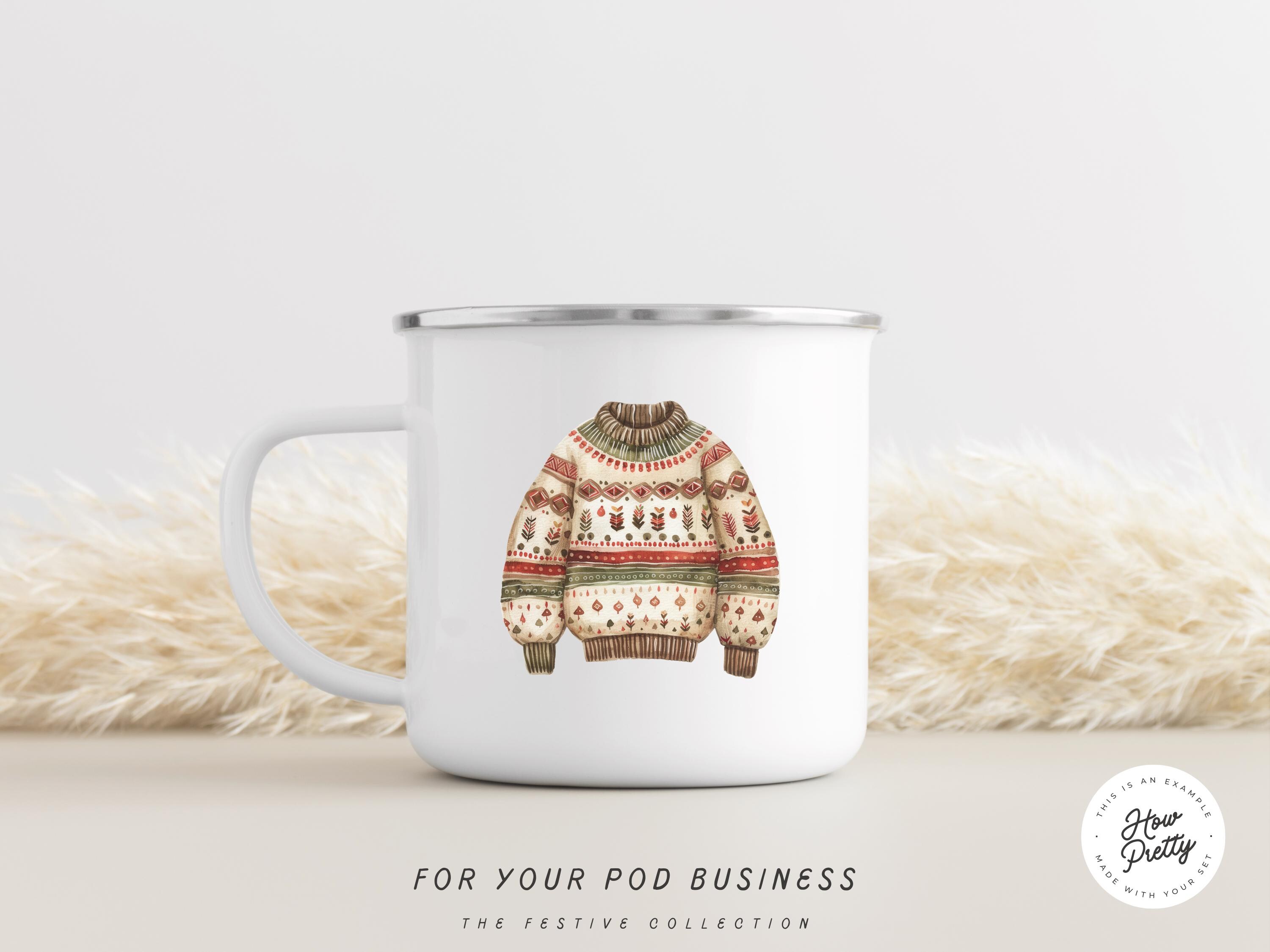 Christmas Sweater Clipart, Folk Patterns Clip Art, Xmas Watercolor PNG ...