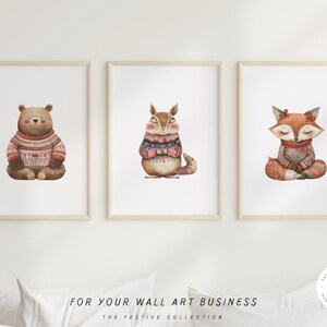 Boho Woodland Animals Clipart Watercolor, Christmas, Winter Holiday ...