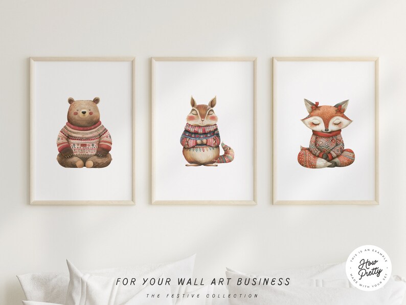 Boho Woodland Animals Clipart Watercolor, Christmas, Winter Holiday ...