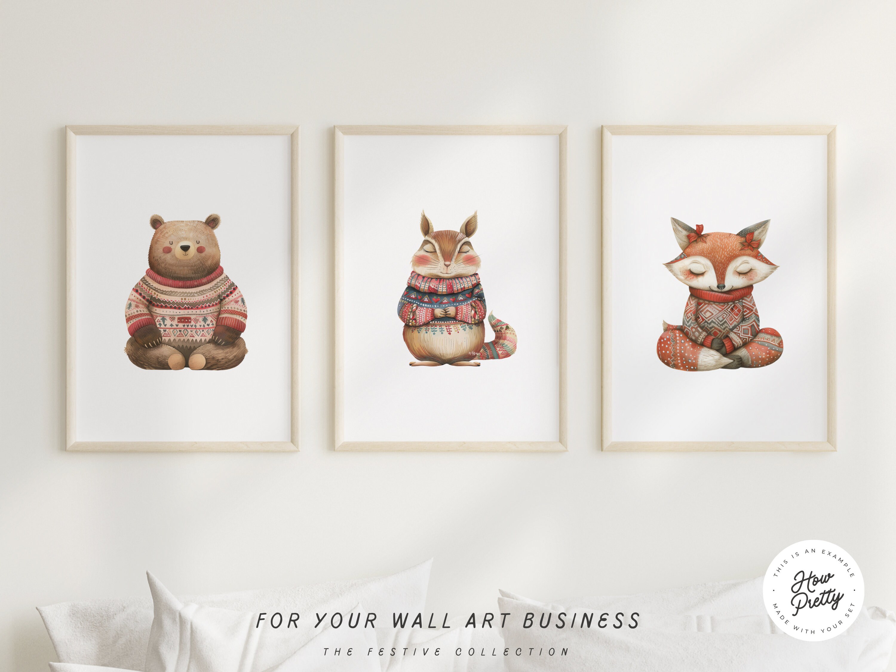 Boho Woodland Animals Clipart Watercolor, Christmas, Winter Holiday ...