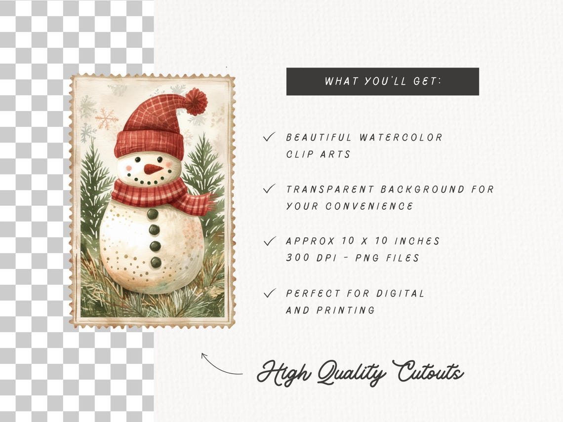Christmas Stamps Clipart, Folk Clip Art, DIY Printable Stamps Holiday ...