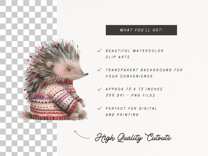 Boho Woodland Animals Clipart Watercolor, Christmas, Winter Holiday ...