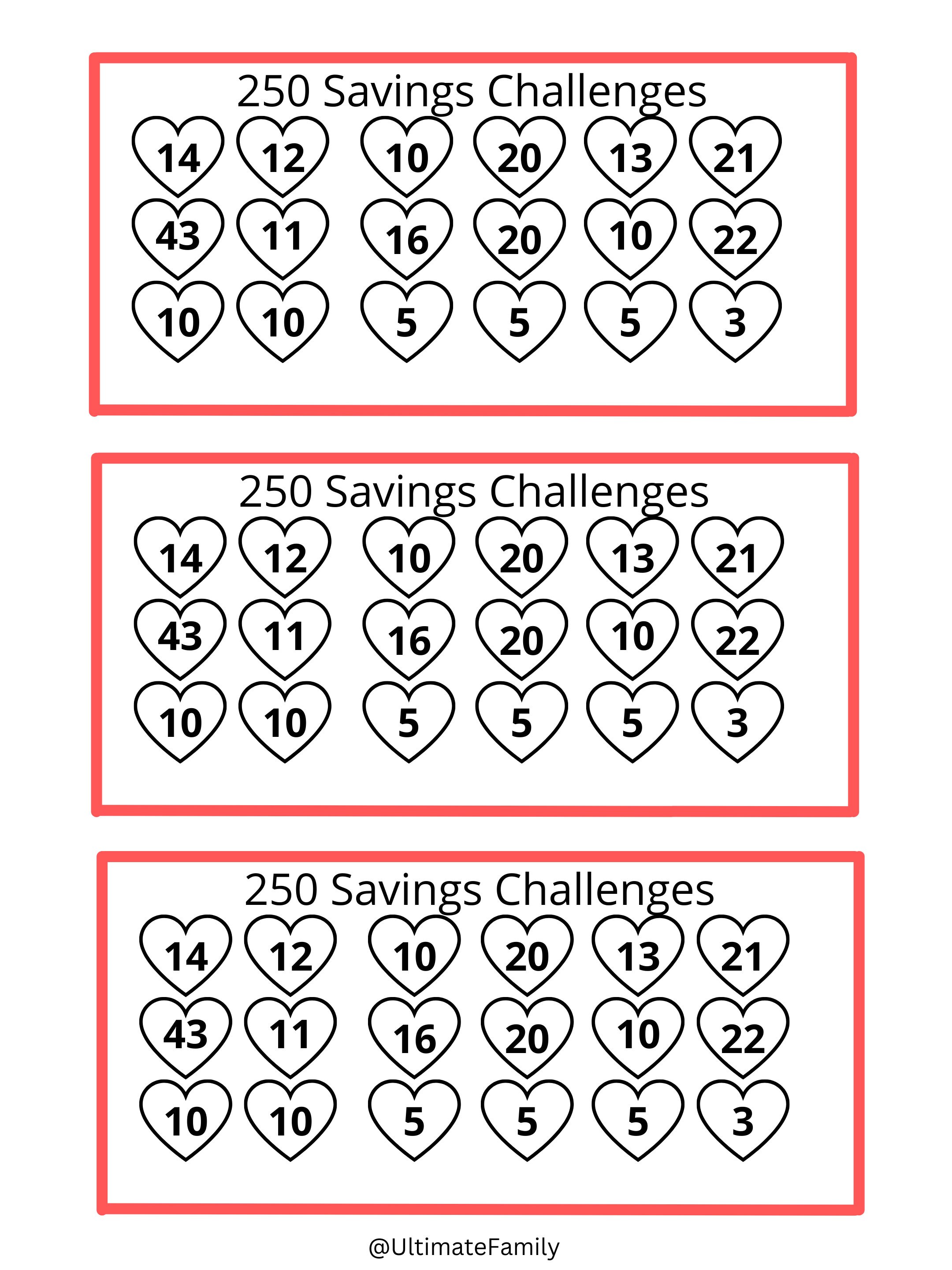 250 Saving Challenge - Etsy