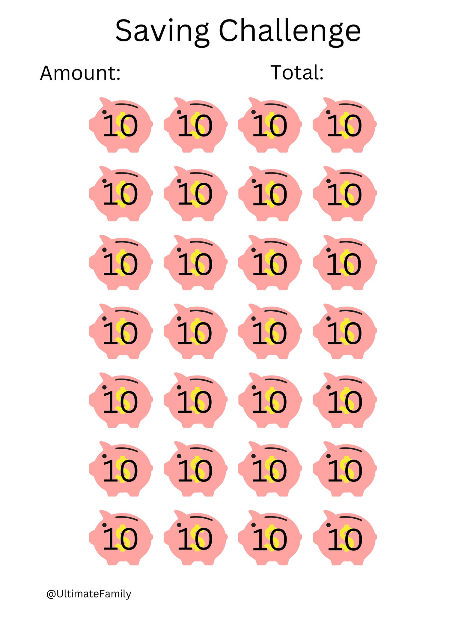 Saving Challenge Printable: Piggy Bank Tracker - Etsy