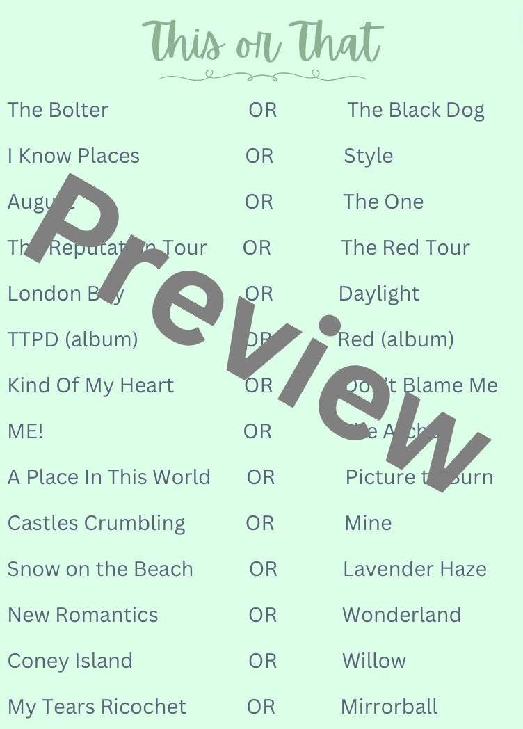 Swiftie Party Games, Taylor Swift Activity Book, Instant PDF Download ...