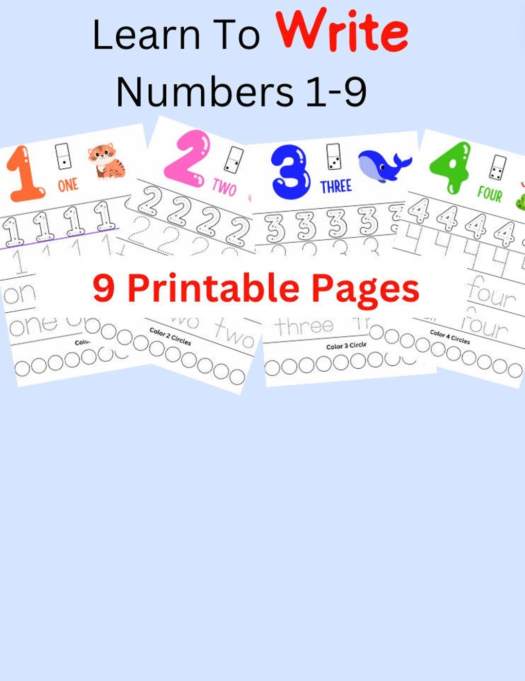 Traceable Number Worksheets for Kids, Printable, Counting - Etsy