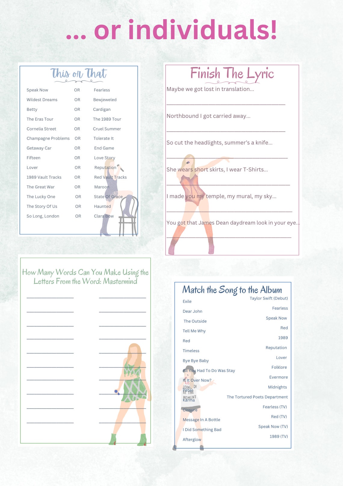 Swiftie Party Games, Taylor Swift Activity Book, Taylor Swift Party ...
