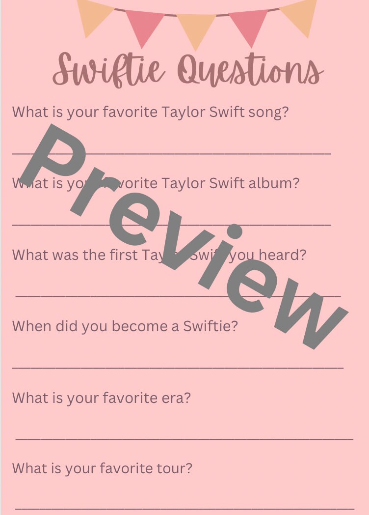 Swiftie Party Games, Taylor Swift Activity Book, Instant PDF Download ...