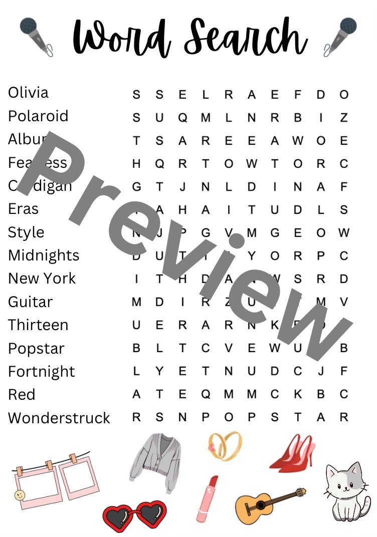 Swiftie Party Games, Taylor Swift Activity Book, Instant PDF Download ...