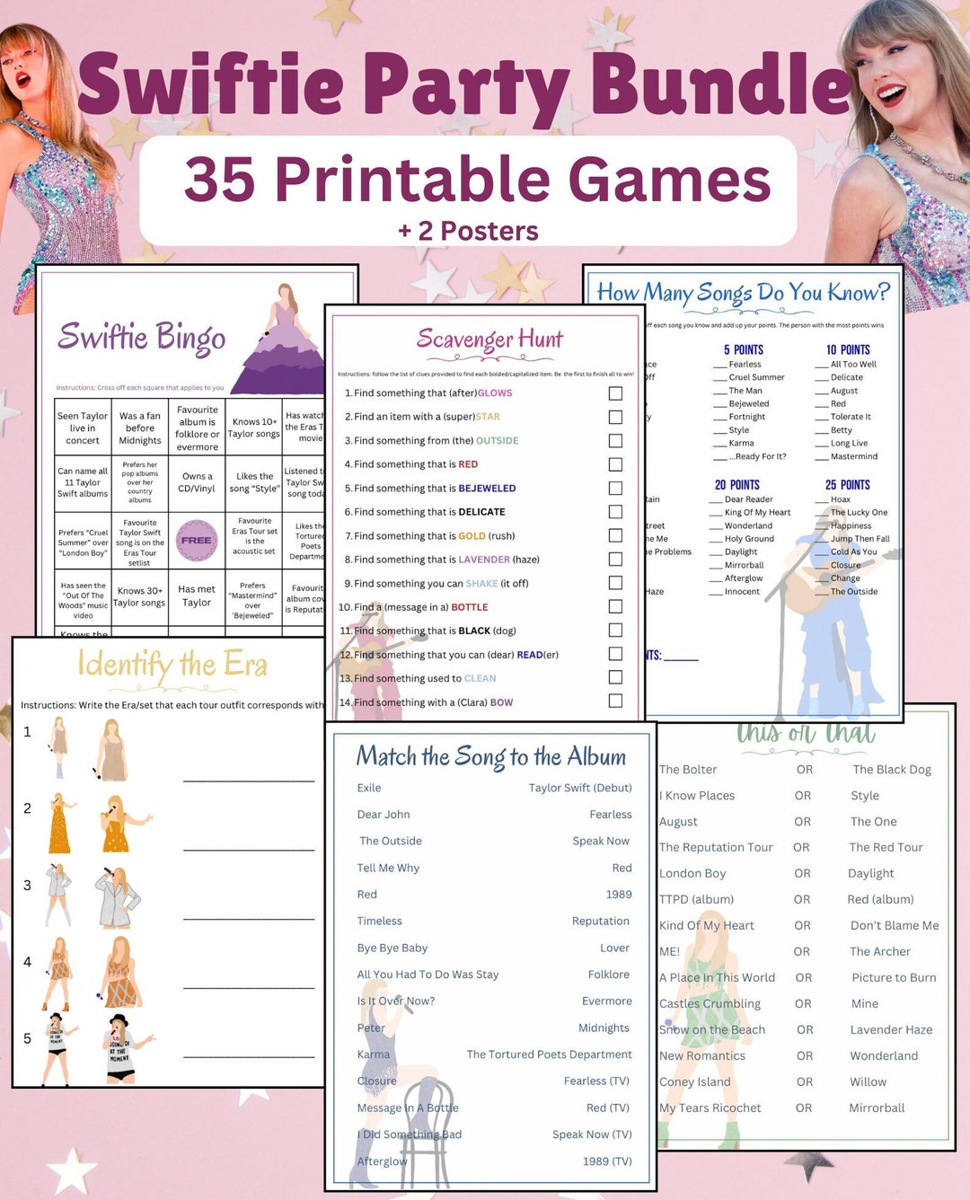 Swiftie Party Games, Taylor Swift Activity Book, Taylor Swift Party ...