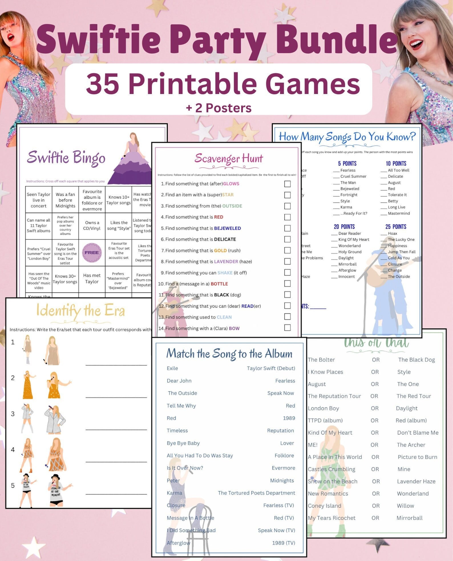 Swiftie Party Games, Taylor Swift Activity Book, Taylor Swift Party ...