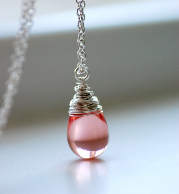 Blush Pink Necklace Pink Pendant Romantic Jewelry Pastel | Etsy