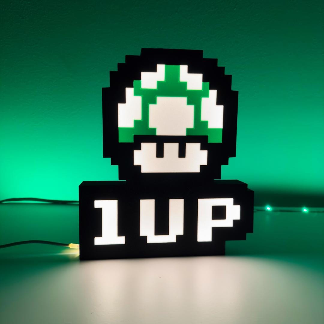 1UP Super Mario Light, Super Mario Lamp, LED Light, Night Light, LED ...
