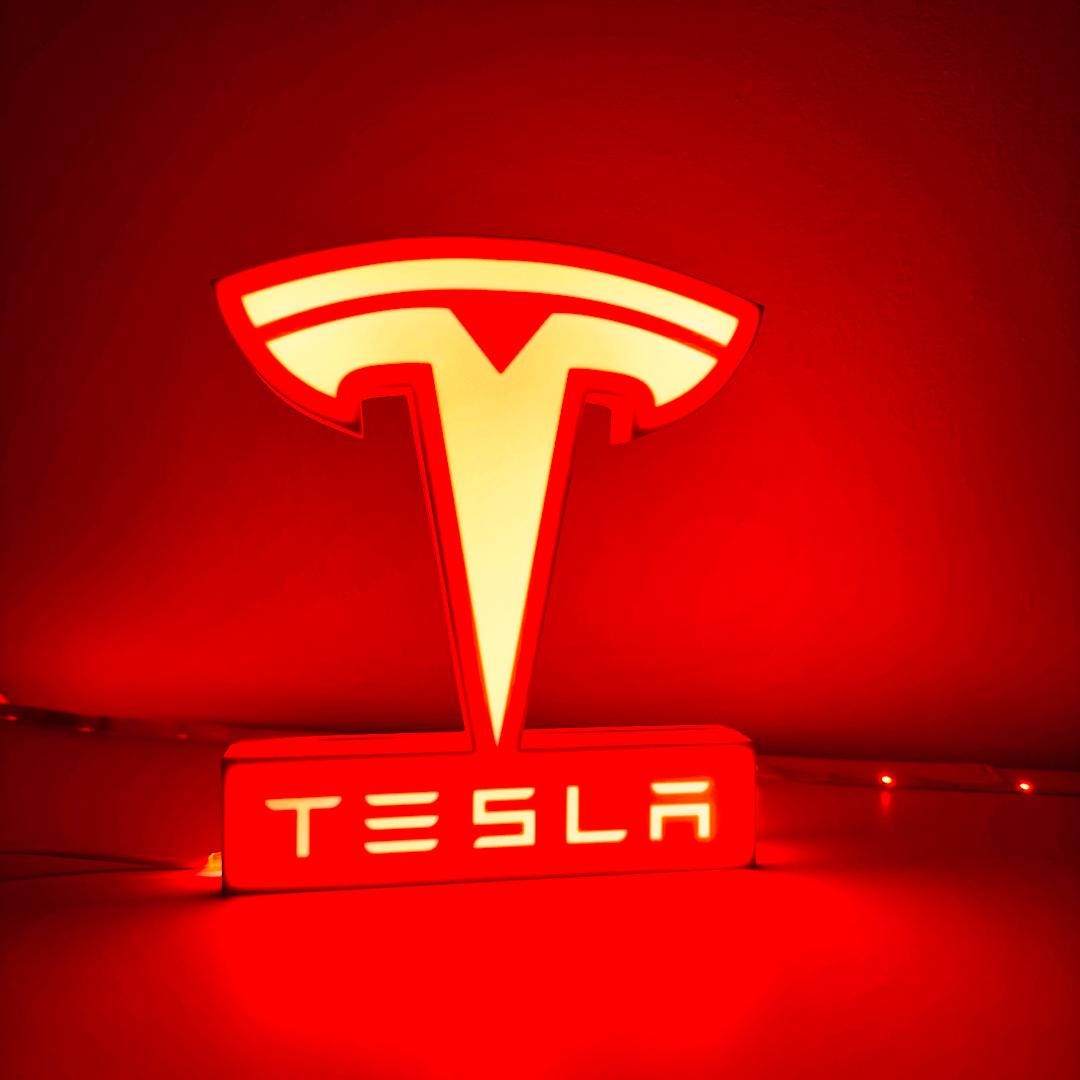 LED Tesla Logo Lamp, Tesla Lightbox, Led Box Tesla Logo, Led Light ...