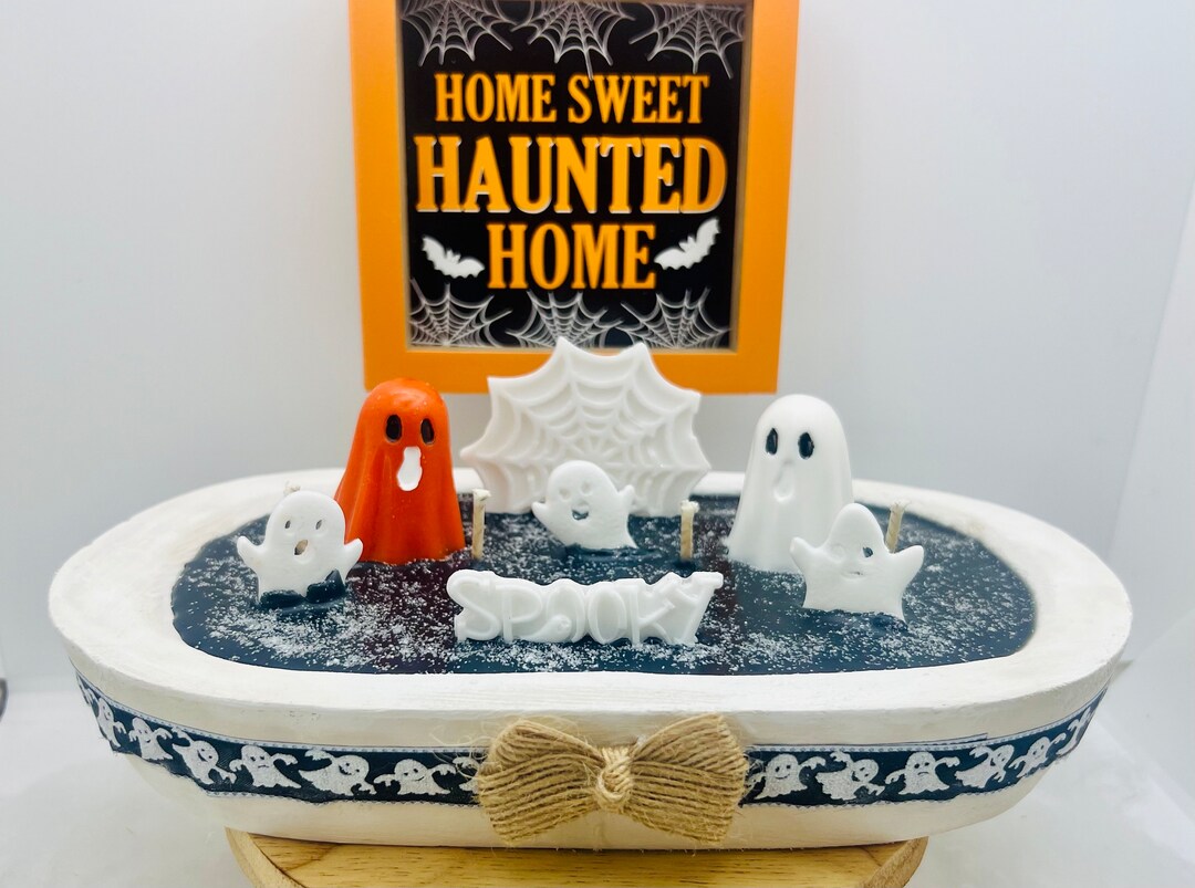 Halloween Dough Bowl Candle Ghost Spooky Haunted Dough Bowl Candle ...