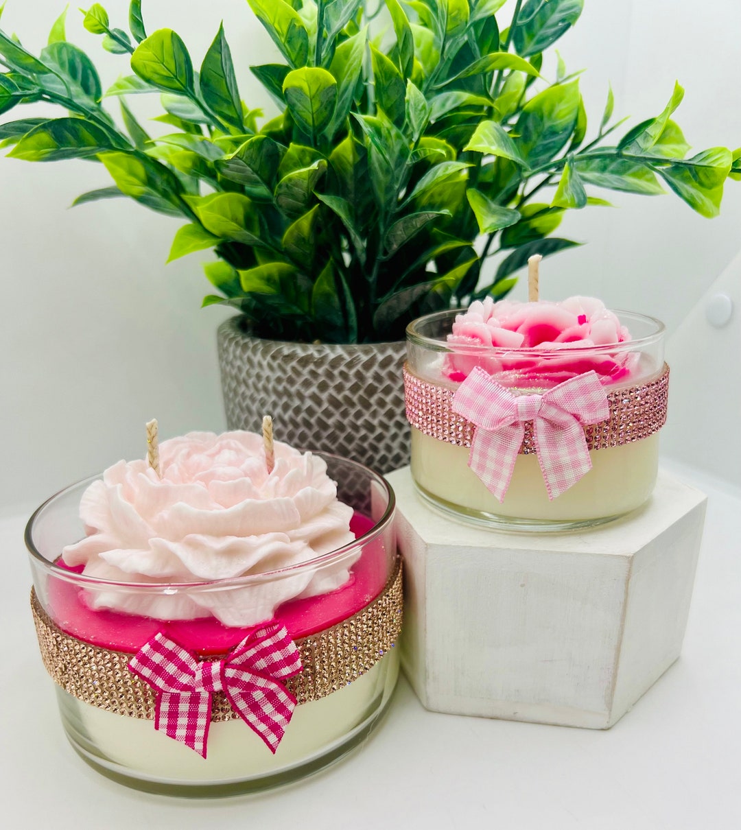 Peony Candle Pink Peony Candle-flower Candle Peony and Magnolia Decor ...
