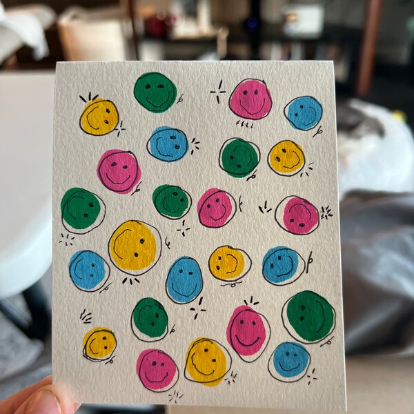 Smiley Face Card - Etsy