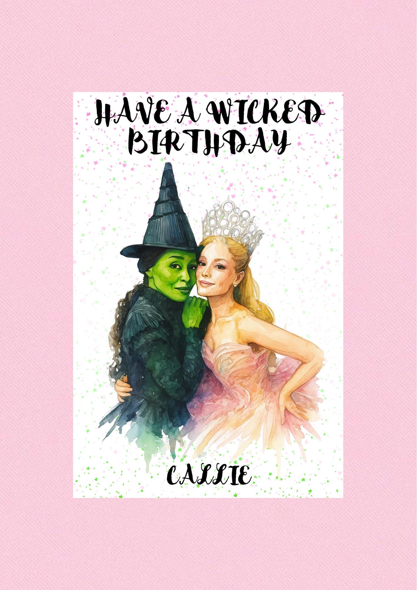 WICKED Birthday Card: Watercolor Illustration, A6 Personalised Card - Etsy
