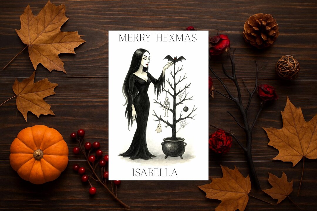 Personalized Gothic Christmas Card: Merry Hexmas Watercolor Card - Etsy