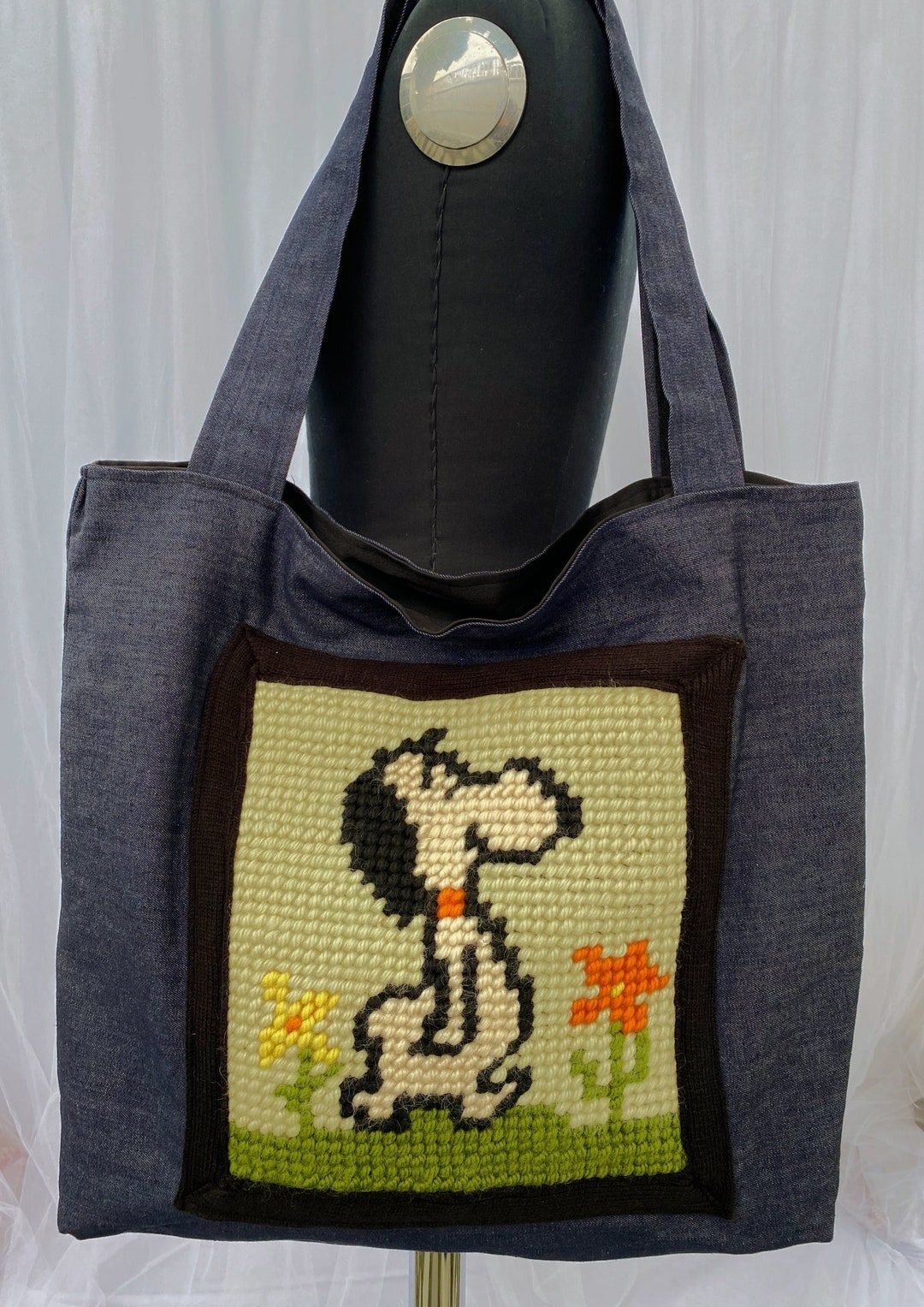 Snoopy and Sustainability: Handmade Oversized Tote With Repurposed ...