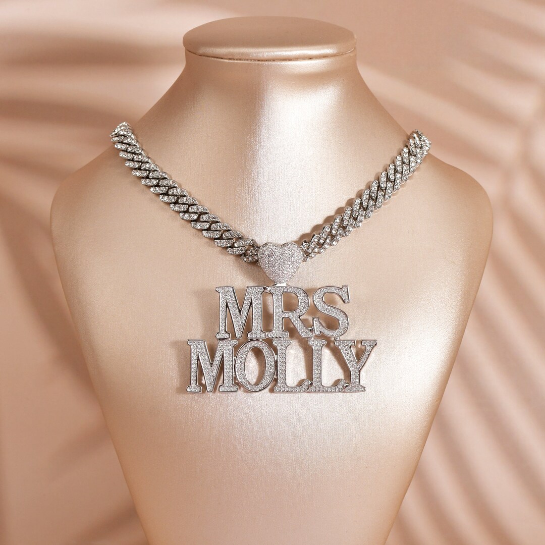 Custom Icy Name Pendant With Bling Cuban Chain, Personalized Letters ...
