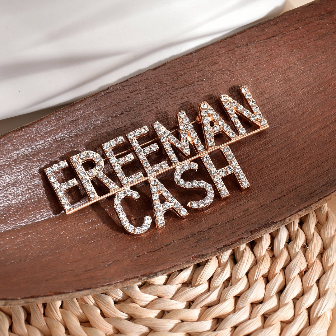 Custom Stacked Words Brooch Pins, Bling-bling Handmade Rhinestone ...