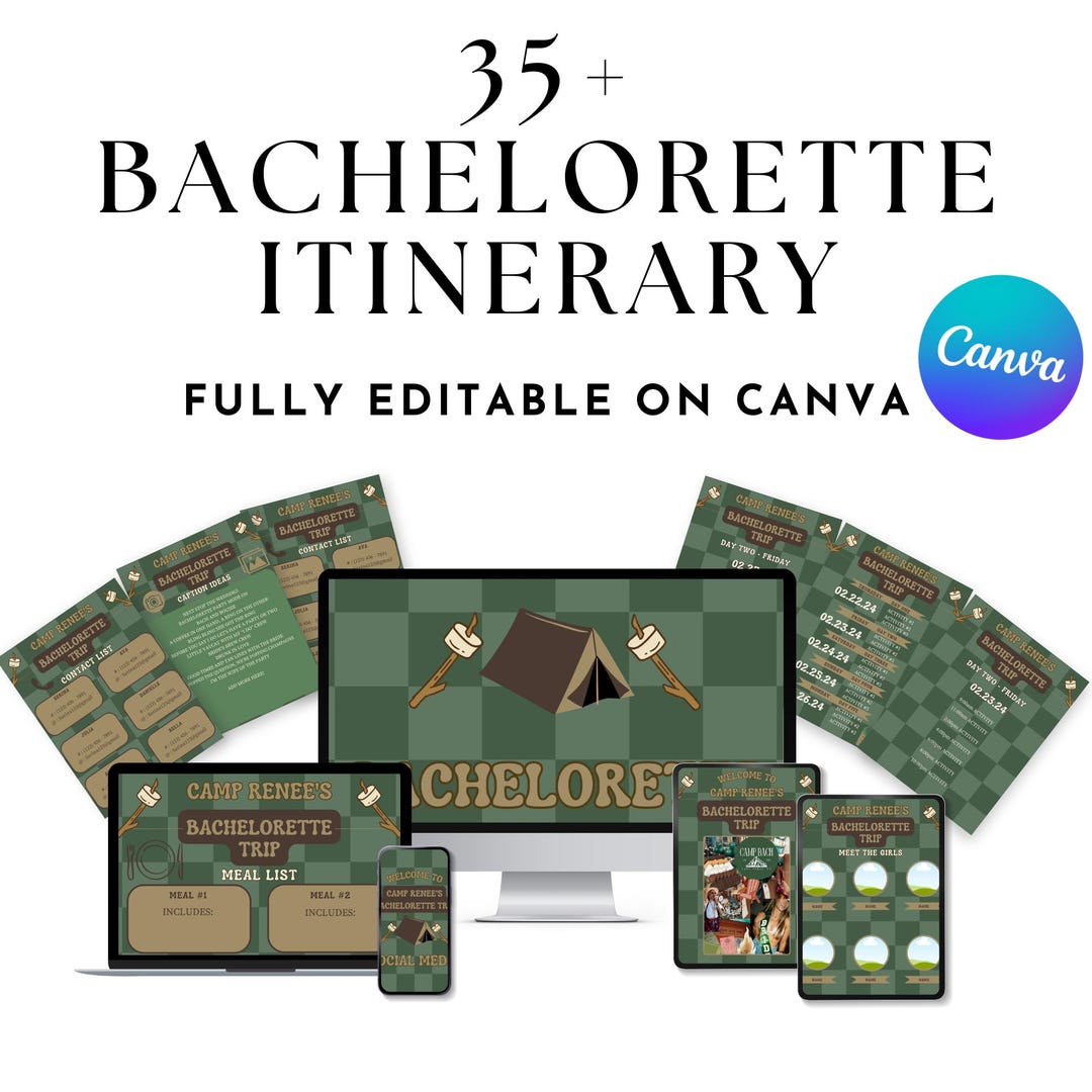 Camp Bachelorette Itinerary Planner | Camp Bachelorette | Itinerary ...