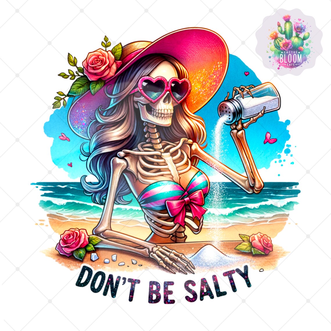 Salty PNG Funny Summer Skeleton Clipart Snarky Skeleton Clipart PNG ...
