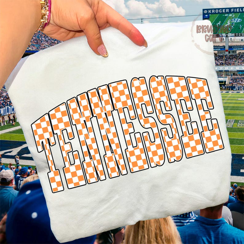 Tennessee Football PNG: Retro Orange Checkered Game Game Shirt Design ...